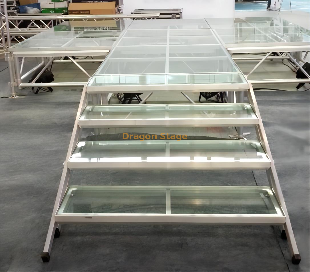 Acrylic Tempered Transparent Glass Stage And Glass Stairs for Wedding ...