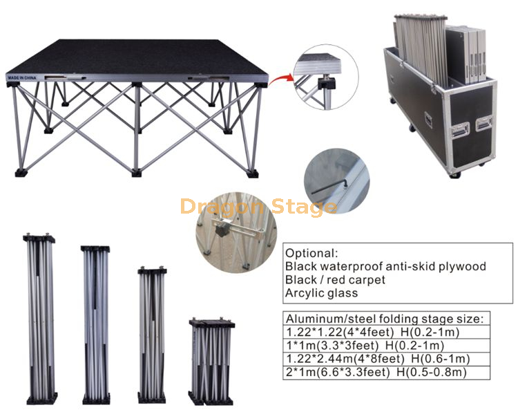 1x1m Aluminum Foldable Party Event Spider Stage Deck Portable Drum ...