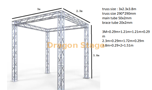 Custom Aluminum Booth Exhibition Truss 3x2.3x3.8m from China ...
