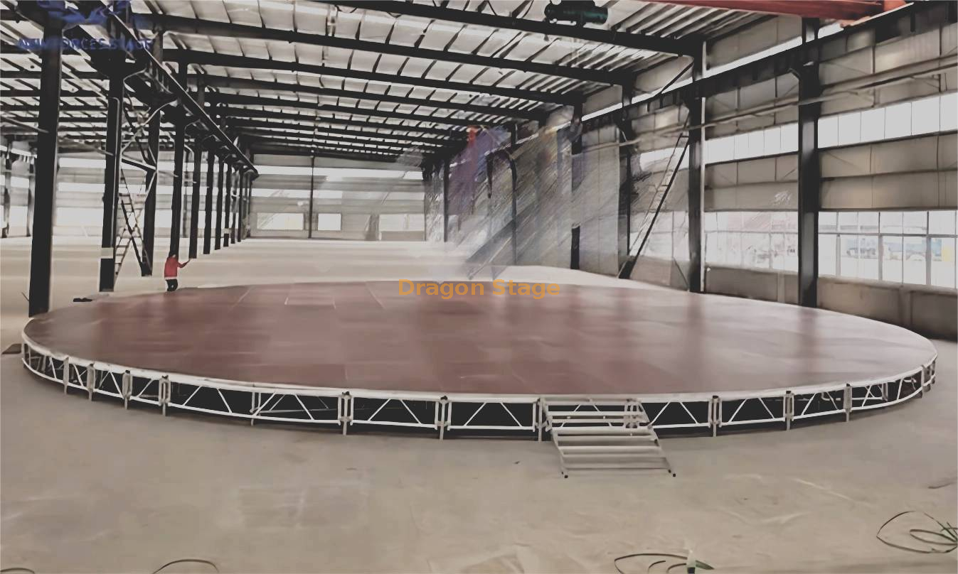 Aluminum Black Wooden Deck Round Stage with Stairs Diameter 10m from ...