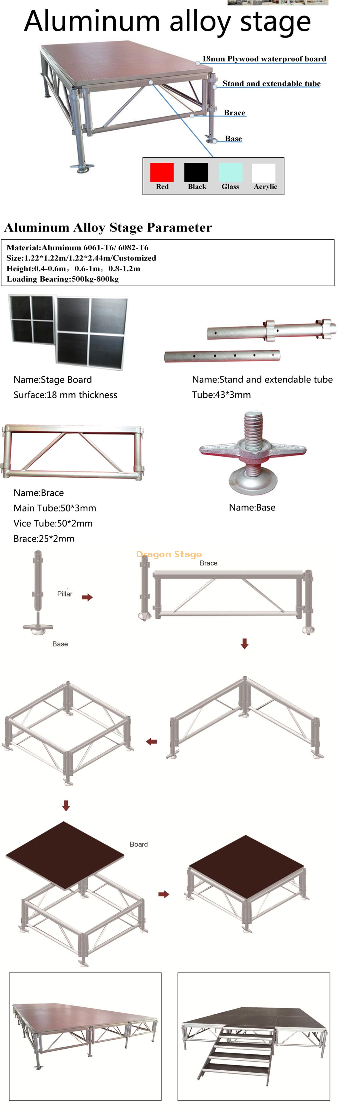Portable Glass Dance Stage / Acrylic Glass Stage 20x20ft from China ...