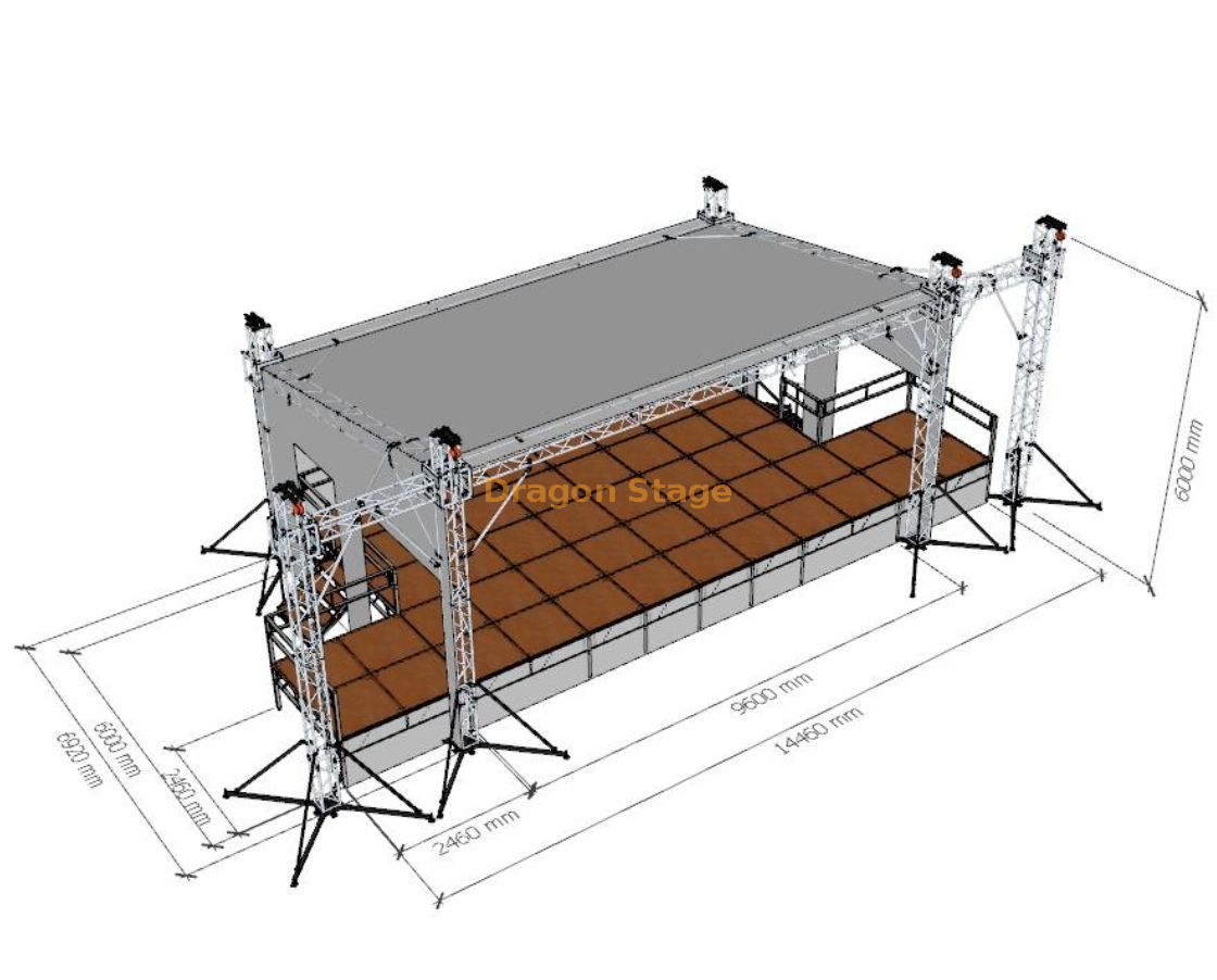 Outdoor Stage Flat Roof Structure System 10x7x6m from China ...