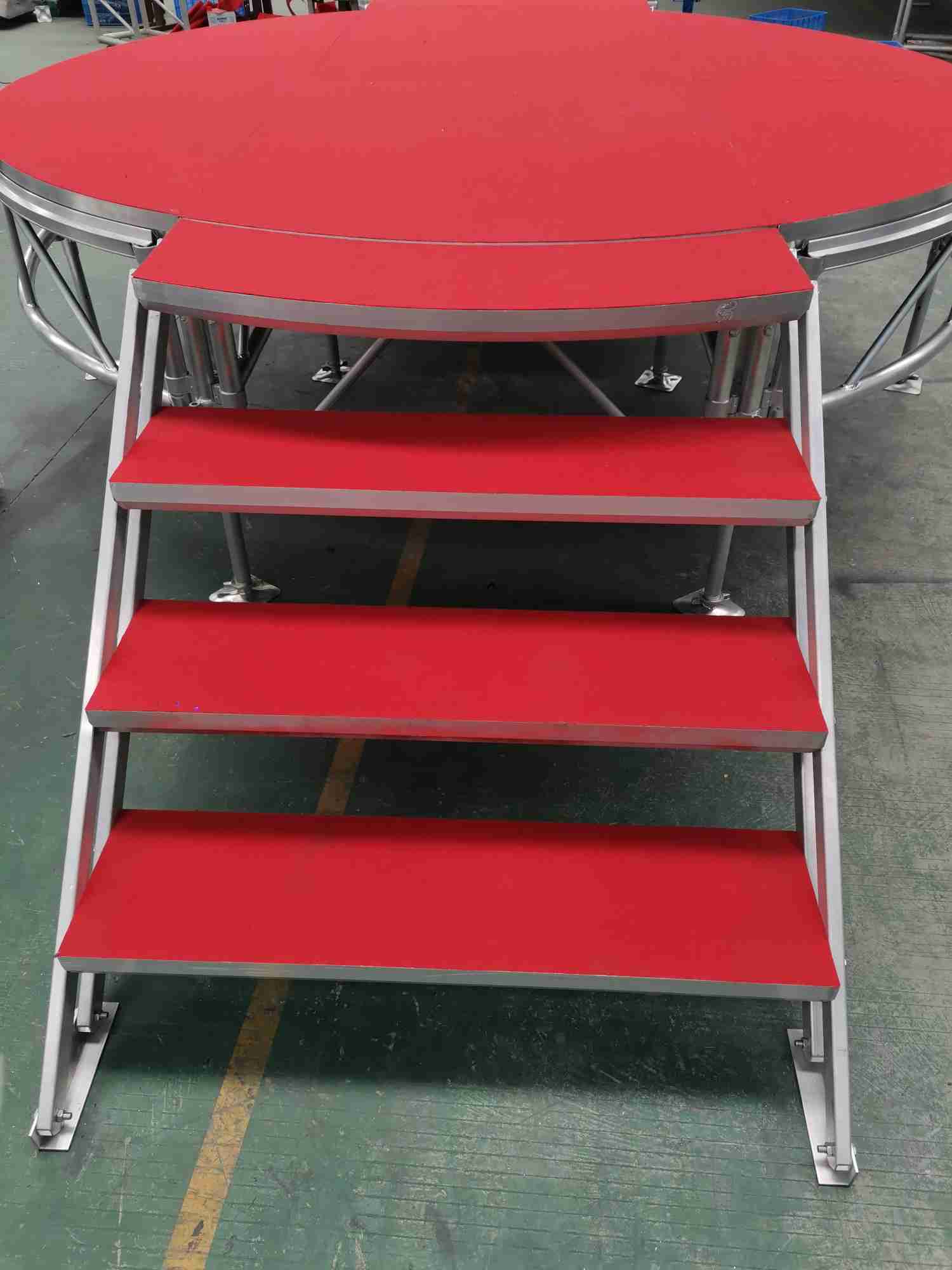 Aluminum Portable Red Wooden Round Stage with Stairs Diameter 4m 1.6-2m ...