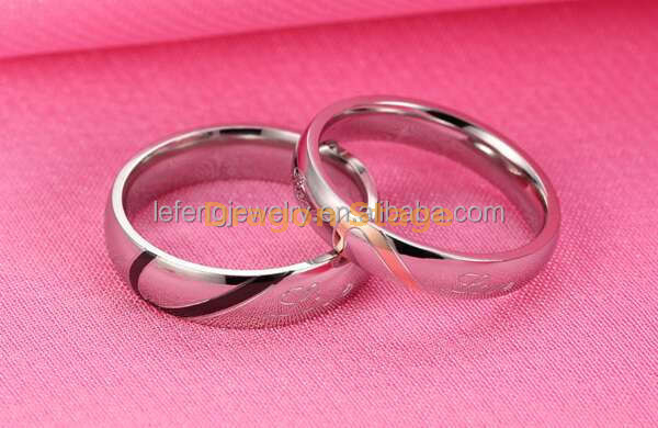 Heart-shaped couple rings, commitment titanium steel couple wedding ...